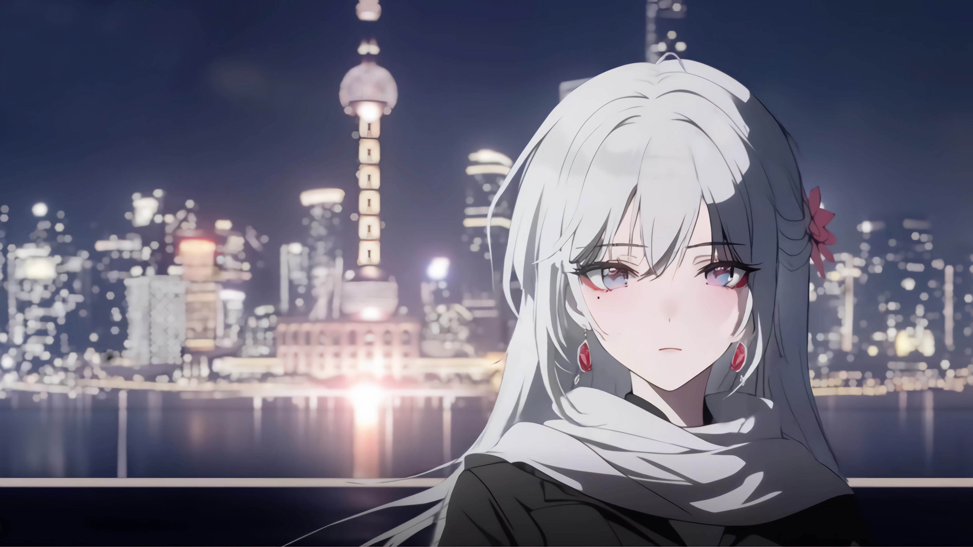 斯卡蒂 4k 电脑壁纸 女孩 少女 美女 东方明珠 河边 4K壁纸_壁纸下载 - 壁纸汇